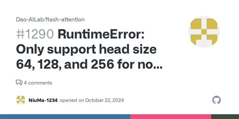 Runtimeerror Only Support Head Size 64 128 And 256 For Now Flashattnhoppercuda · Issue
