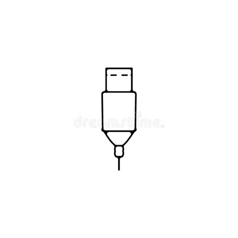 USB Cable Thin Line Icon USB Cable Linear Outline Icon Stock Vector Illustration Of