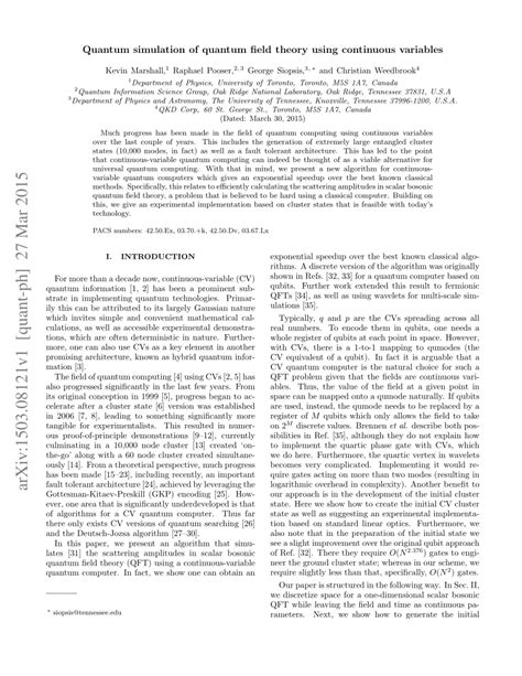 pdf quantum simulation of quantum field theory using continuous variables