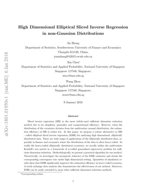 High Dimensional Elliptical Sliced Inverse Regression In Non Gaussian Distributions DeepAI
