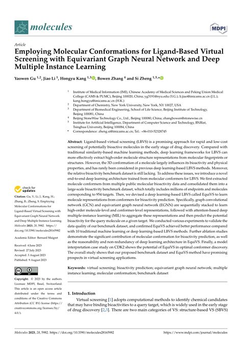 Pdf Employing Molecular Conformations For Ligand Based Virtual Screening With Equivariant