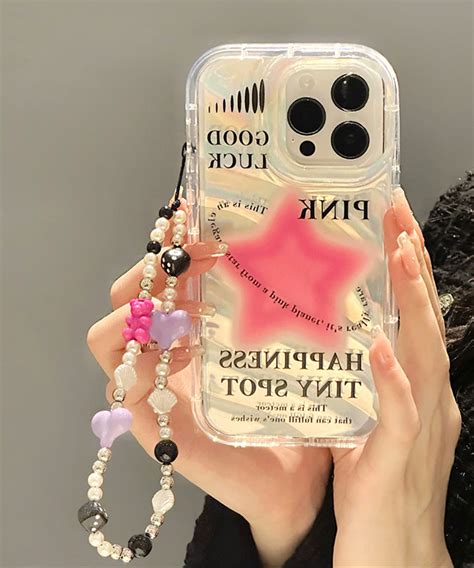 핑크리어카 귀여운 아이폰 핑크스타 홀로그램 실버 투명 젤리 실리콘 스트랩 Y2k 우정 유니크 키치 힙 실리콘 젤리 핸드폰 휴대폰 애플 폰 케이스 아이폰케이스 11 12 프로