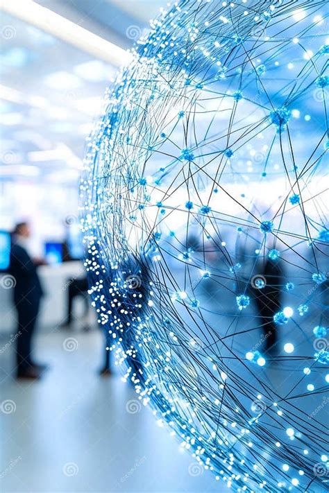 A Sleek Digital Visualization Of Global Networking Featuring A 3d Globe With Interconnected
