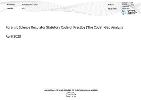 Fsr Statutory Code Of Practice Gap Analysis April 2023 V1 0 Fcn