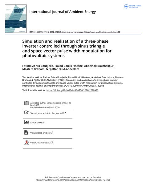 Pdf Simulation And Realisation Of A Three Phase Inverter Controlled Through Sinus Triangle And