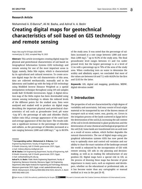PDF Creating Digital Maps For Geotechnical Characteristics Of Soil Based On GIS Technology And
