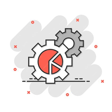 Premium Vector Workflow Chart Icon In Comic Style Gear With Diagram
