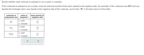 Solved Decide Whether Each Molecule Or Polyatomic Ion Is
