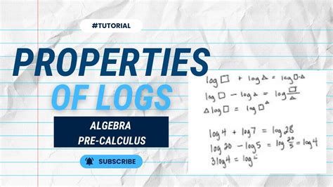 Algebra Precalculus Properties Of Logs Youtube