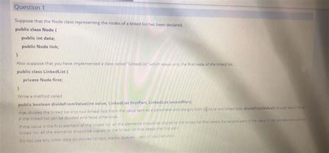 Solved Question 1 Suppose That The Node Dass Representing