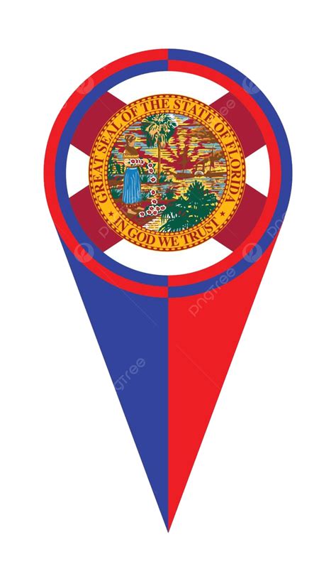 Florida Map Pointer Location Flag Icon White Marked Vector Icon White