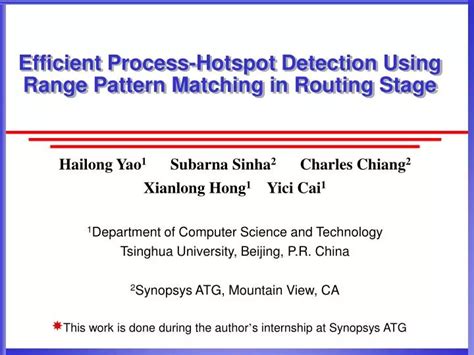 Ppt Efficient Process Hotspot Detection Using Range Pattern Matching In Routing Stage