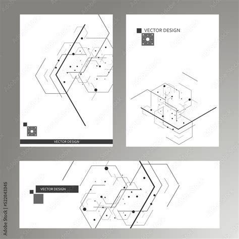 Vector Cover Template Design White Background With Abstract Hexagon