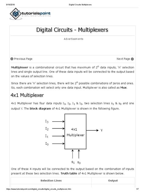 Digital Circuits Multiplexers Pdf Electronic Design Digital Electronics