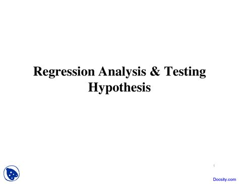 Regression Analysis Testing Hypothesis Econometrics Lecture Slides