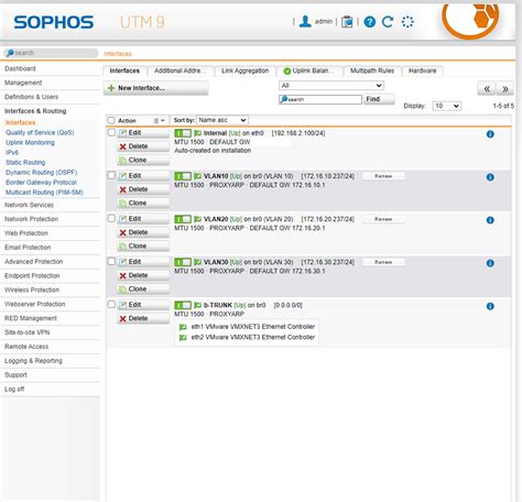 configuration with bridge mode for trunk port with 3 vlans management