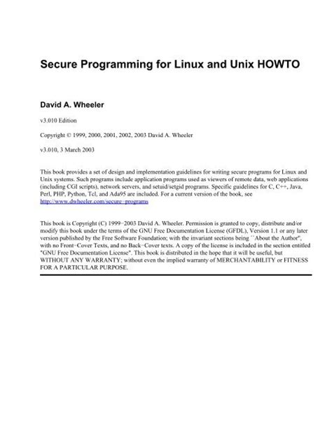 secure programming for linux and unix howto the linux