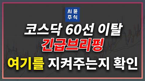 코스닥 60일선 이탈 긴급분석 여기를 지켜주는지 확인 필수 코스닥전망 Youtube
