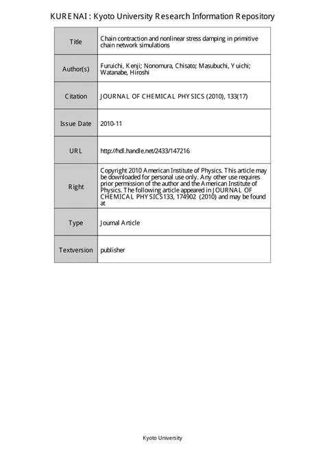 Pdf Chain Contraction And Nonlinear Stress Damping In Primitive Chain Network Simulations