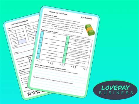 Gcse Business Cash And Cash Flow Worksheet Teaching Resources
