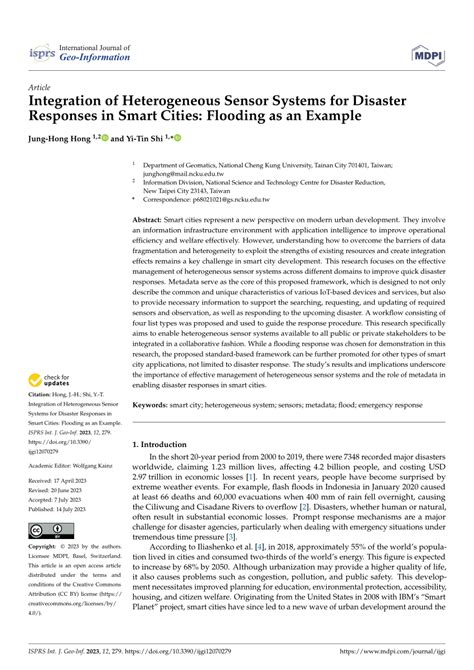 Pdf Integration Of Heterogeneous Sensor Systems For Disaster Responses In Smart Cities