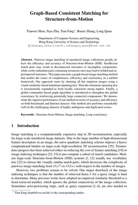 Pdf Graph Based Consistent Matching For Structure From Motion