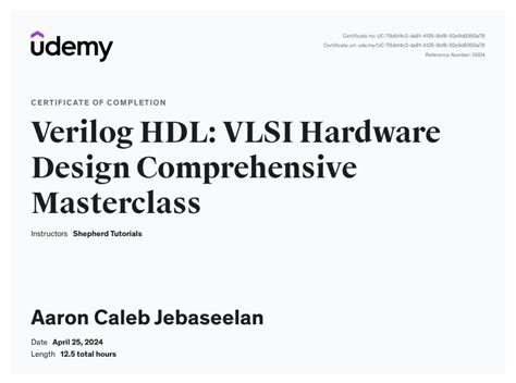 Aaron Caleb On Linkedin Check Out This Certificate I Got For Verilog