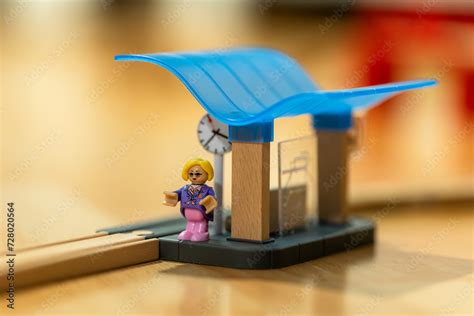 Katowice Poland January 04 2024 Wooden Train From The Lidl Store Toys From The Playtive