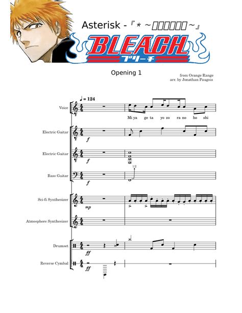 Opening 1 Instrumentallyrics Bleach Sheet Music For Synthesizer