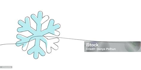 흰색 배경에 연속적인 한 줄 스타일로 그려진 눈송이 디자인 및 컬러 인쇄를 위한 미니멀리즘 라인 아트 일러스트레이션 겨울과 계절 장식 컨셉 개념에 대한 스톡 벡터 아트 및