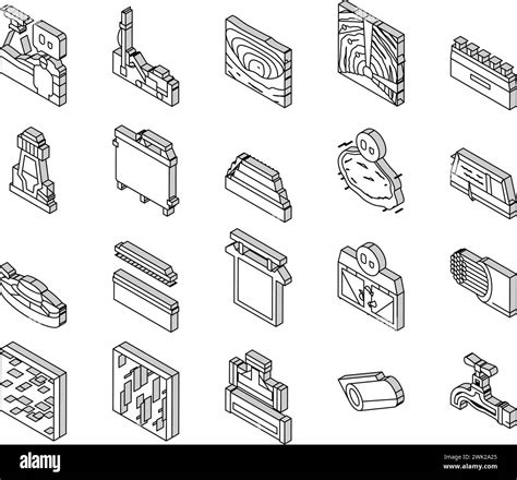 Copper Metal Production Steel Isometric Icons Set Vector Stock Vector