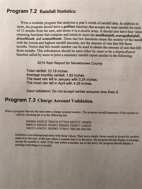 Solved Program 72 Rainfall Statistics Write A Modular
