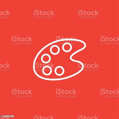 빨간색 배경에 색상 팔레트 선 아이콘 페인팅 빨간 평평한 스타일 벡터 일러스트 개념에 대한 스톡 벡터 아트 및 기타 이미지 개념 공예 교육 Istock