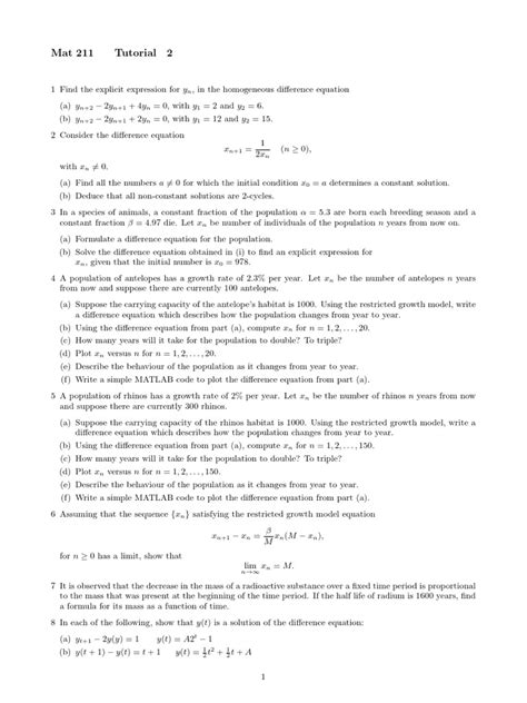 Tutorial 2 With Memo Pdf Recurrence Relation Equations