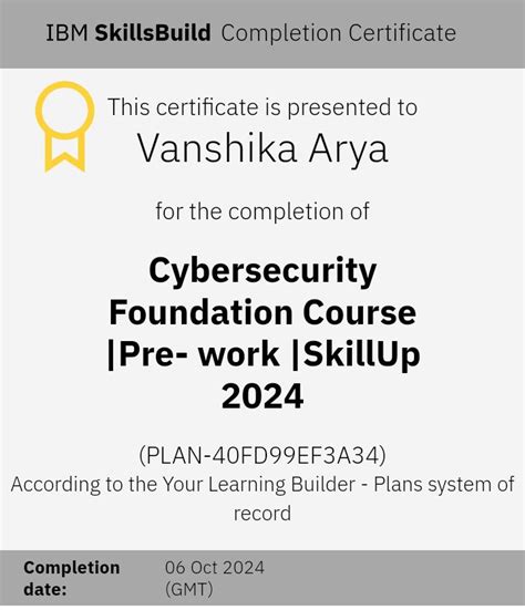 Cybersecurity Ibm Skillbuild Continuouslearning Careerdevelopment Cyberaware Vanshika Arya