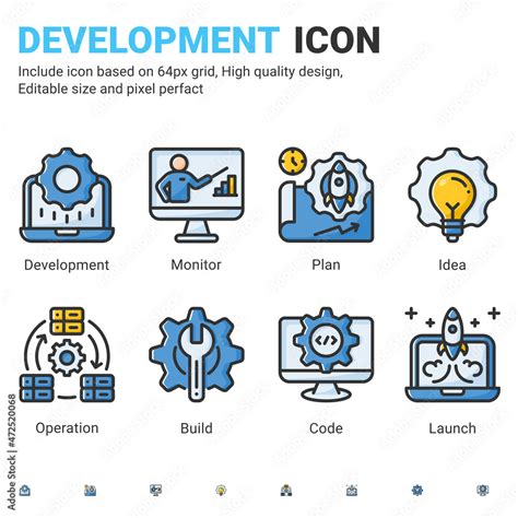 Vector Devops Icons Set With Outline Color Style Isolated On White