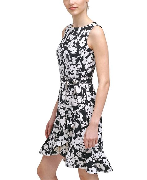 Calvin Klein Floral Print Ruffled Bottom Sheath Dress Macys