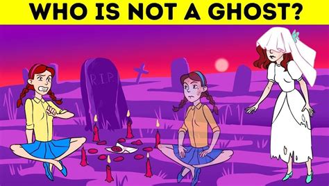 Who Is Not A Ghost In Cemetery Riddle Picture Brain Teasers And