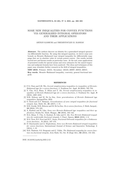 Pdf Some New Inequalities For Convex Functions Via Generalized