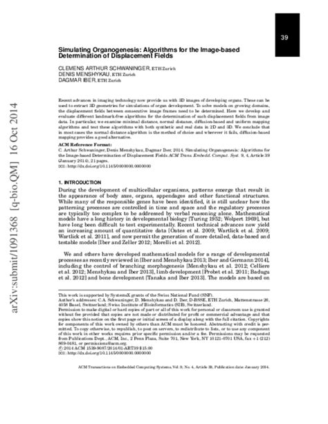 Pdf Simulating Organogenesis Algorithms For The Image Based