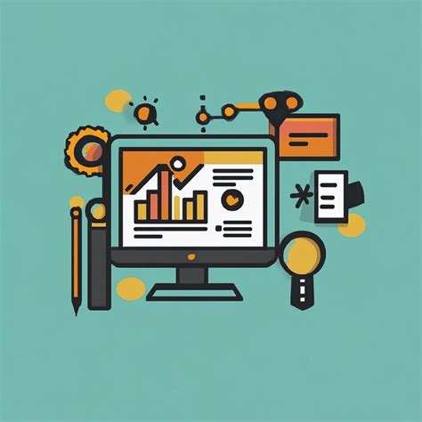 A Colorful Drawing Of A Computer With A Diagram On It Premium Ai