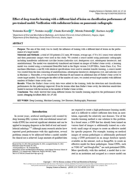 Effect Of Deep Transfer Learning With A Different Kind Of Lesion On Classification Performance