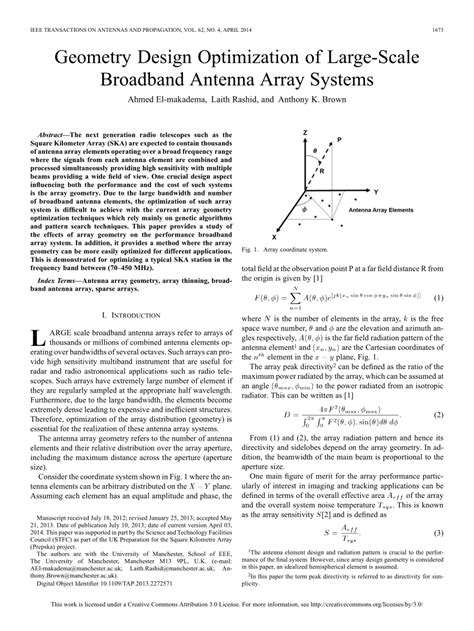 PDF Geometry Design Optimization Of Large Scale Broadband Antenna Array Systems