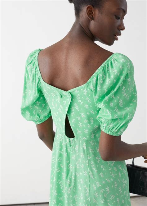 앤아더스토리즈 퍼프 슬리브 미니 드레스의 그린 플로럴컬러 Ecomlook입니다 미니드레스 미니 드레스 패션