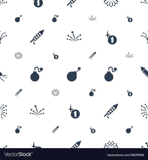 Firework Icons Pattern Seamless White Background Vector Image