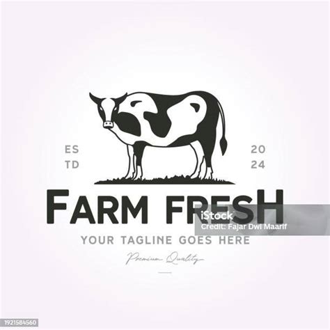 빈티지 낙농장 로고 유제품 로고 우유 젖소 로고 벡터 일러스트 레이 션 디자인 흰색 배경 개념에 대한 스톡 벡터 아트 및 기타 이미지 Istock