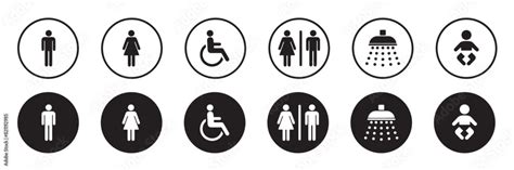 Toilet Vector Icons Set Male Or Female Restroom Wc Set Of Toilet Sign