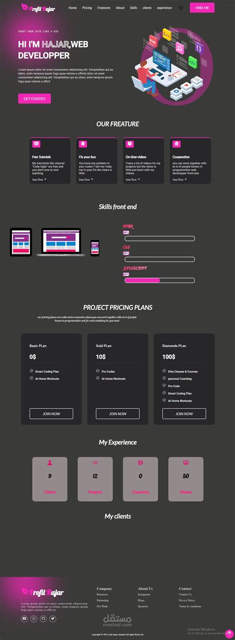صفحة هبوط تجمع بين Html و Css مع استخدام Javascript للتصميم السريع صفحة هبوط تجمع بين Html و Css مع استخدام Javascript للتصميم السريع