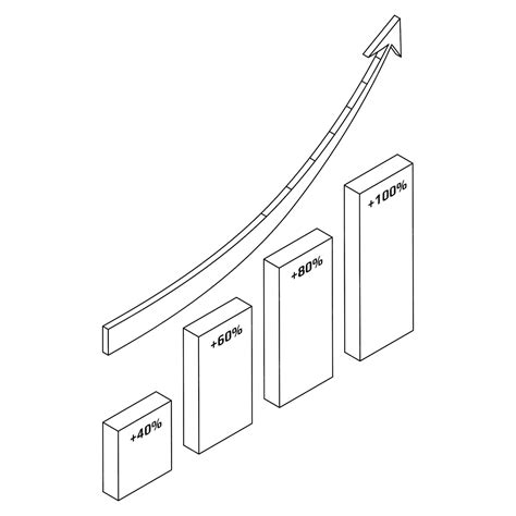Premium Vector Chart And Upward Arrow Isometric Outline Isolated On White Design Element