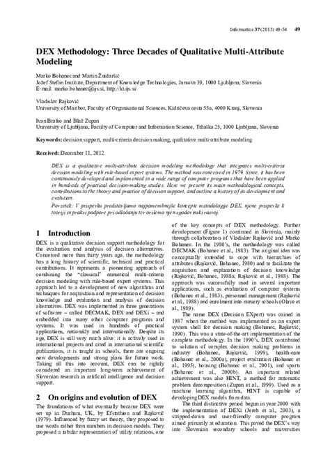Pdf Dex Methodology Three Decades Of Qualitative Multi Attribute
